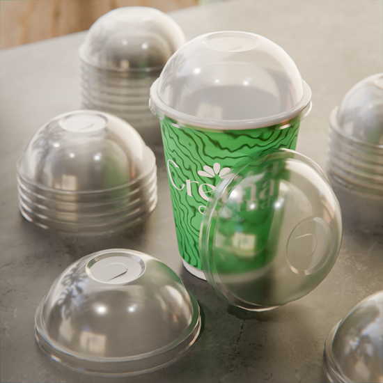 Clear PLA Plastic Cold Cup Dome Lid - Fits 9, 12, 16, 20 and 22 oz, Co ...