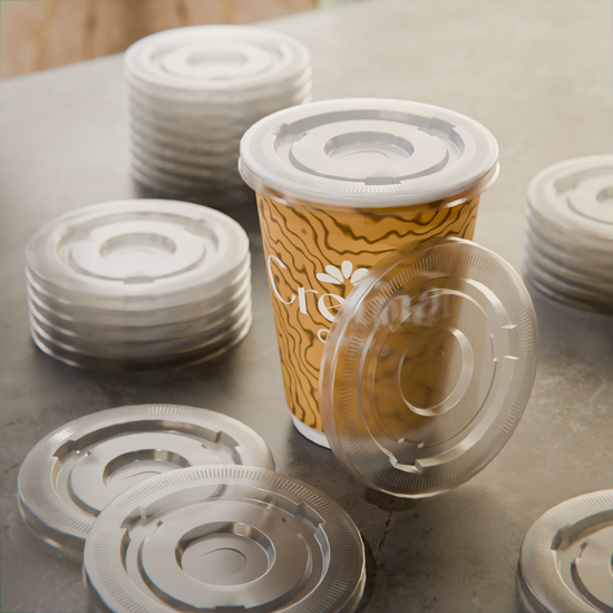 Clear PLA Plastic Cold Cup Flat Lid - Fits 9, 12, 16, 20 and 22 oz, Co ...